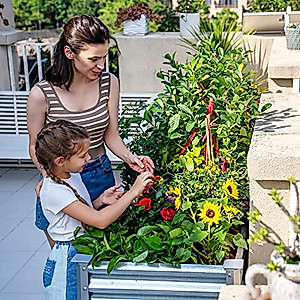 Land Guard Galvanized Raised Garden Bed with Legs, 48×24×32in Large Metal Elevated Raised Planter Box with Drainage Holes for Backyard, Patio, Balcony, 400lb Capacity