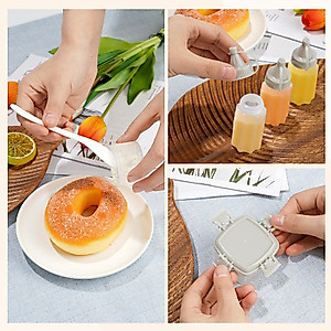 ZIIVARD 4 Pieces Mini Condiment Squeeze Bottles Bento Box Plastic Tomato Ketchup Bottle Squirt Honey Salad Dressing Container,8 x 3.2cm