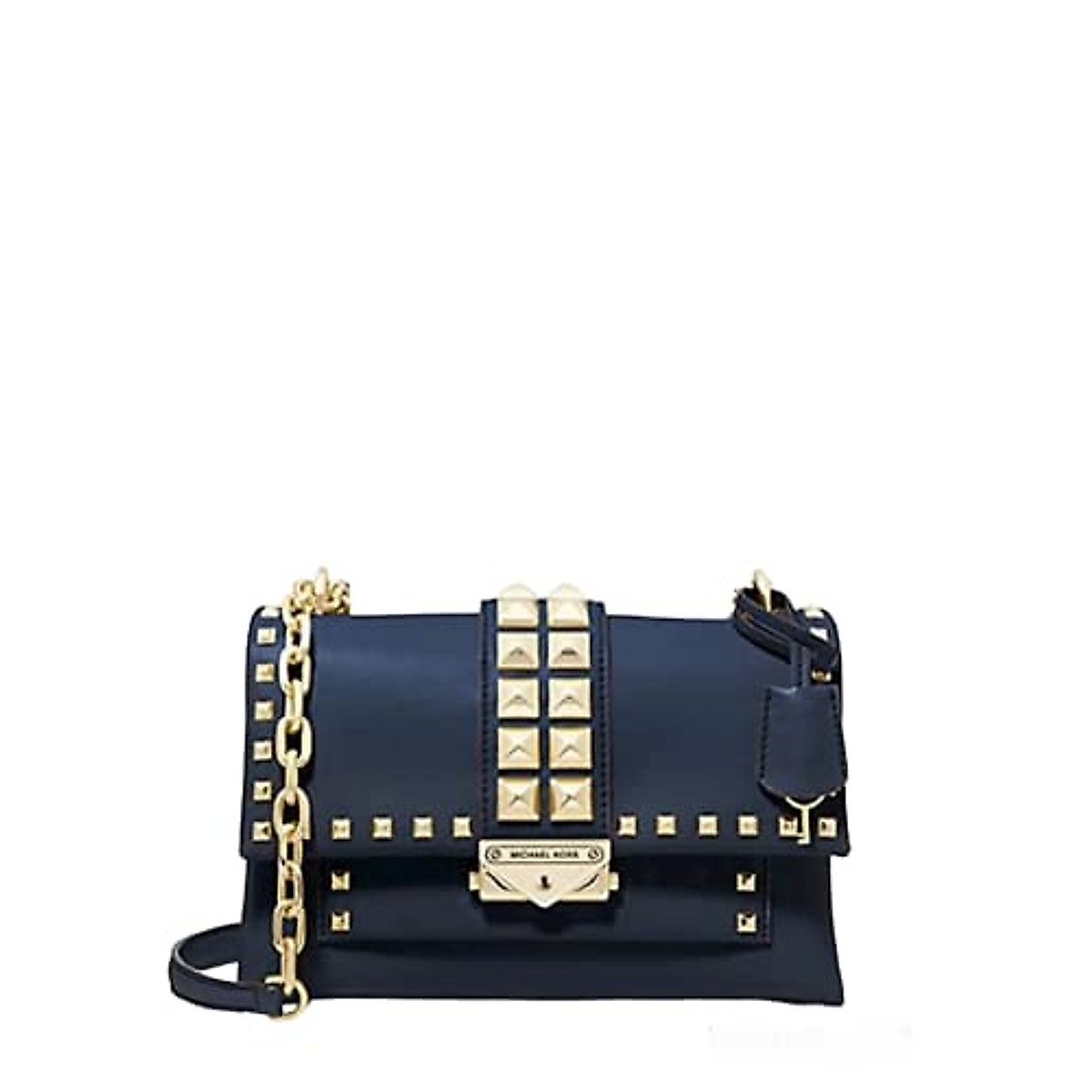 Michael Kors Cece Medium Flap Shoulder Crossbody Bag Navy Gold Studded