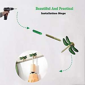 LB-LAIBA 4 Pcs Dragonfly Coat Hook, Decorative Dragonfly Hooks, Wall Mounted Hanger Hooks for Clothes, Hat, Bags, Key, Bathroom, Home, Kitchen Hanging