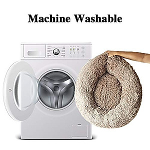 SunStyle Home Calming Pet Bed, M(24'x24'), Brown, 25 lbs, Polyester, Round, Stuffed, Sewn