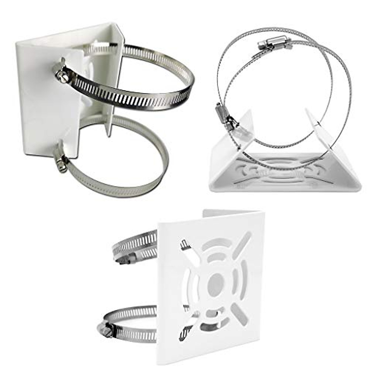 XCMY Universal Vertical Pole Mount Adapter Wall Mounting Bracket for CCTV Security Camera Ptz Dome with (2 Loops) (2 Pack)