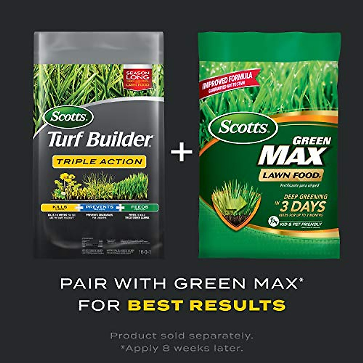 Scotts Turf Builder Triple Action - Weed Killer & Preventer, Lawn Fertilizer, Prevents Crabgrass, Kills Dandelion, Clover, Chickweed & More, Covers up to 4,000 sq. ft., 20 lb.