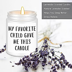 Gifts for Mom, Birthday Gifts for Mom from Daughter Son, Funny Mothers Day Thanksgiving Christmas Gifts for Mom New Mom First Time Mom Grandma- My Favorite Child Gave Me This Candle (White, Lavender)