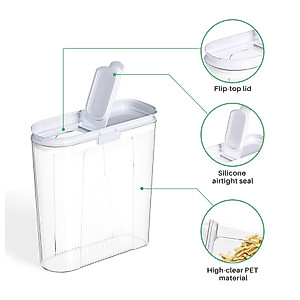 Ducoak Cereal Containers Storage Set Airtight Food Storage Containers with Lids Flip-Top 2PCK Plastic Cereal Storage Containers Cereal Organizer Dispenser for Pantry Kitchen(135.3oz/4L)