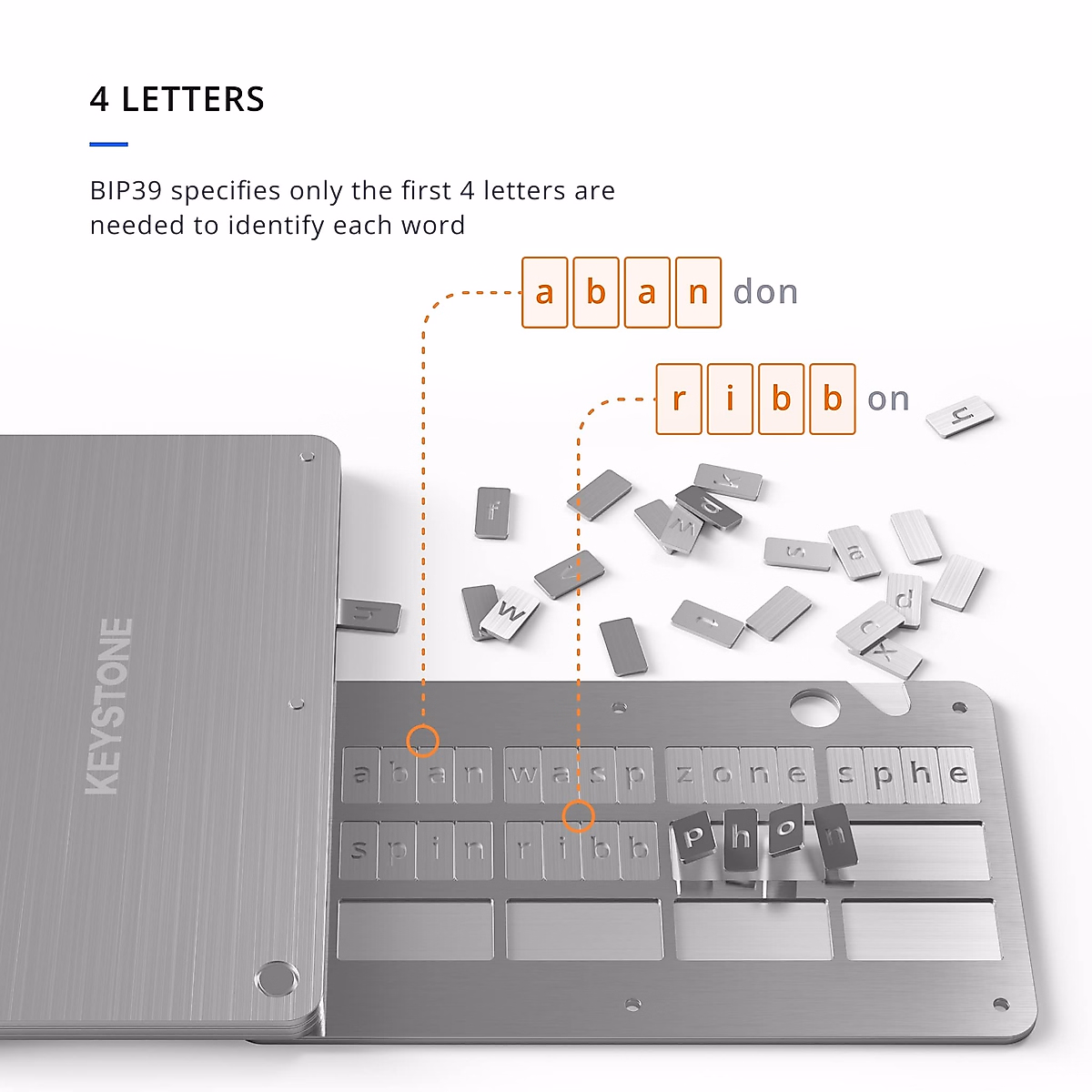 KEYSTONE Crypto Seed Storage, Cryptosteel Capsule Metal Wallet, Cold Storage Backup, 24 Words Bitcoin Key Phrase Storage, Steel Plate, Compatible with Ledger, Trezor, KeepKey (Keystone Tablet)