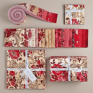 True Fabrics En Rouge Precut Fabric (Half Yard Bundle) - 20 Pieces in 18" x 44" cuts