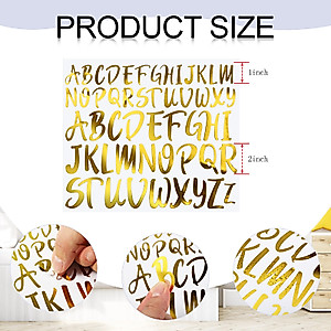 TaoBary 8 Sheets Alphabet Stickers Self Adhesive Vinyl Letter Stickers Calligraphy Letter Stickers for Mailbox, Signs, Window, Door, Cars, Trucks, Home, Business, Address Number(Gold,1'', 1.5'')