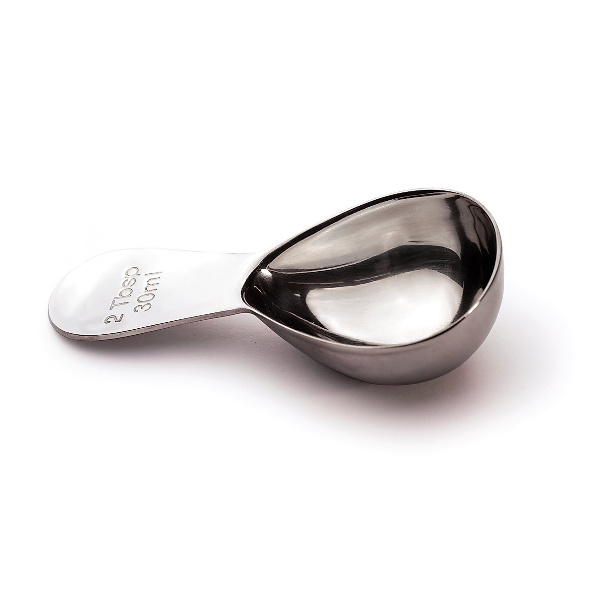 RSVP International Measuring Spoon, Long Stainless Steel Scoop Multi-purpose for Baking, Ground Coffee, Beans or Loose Leaf Tea, Comfort Handle, 2-Tbsp