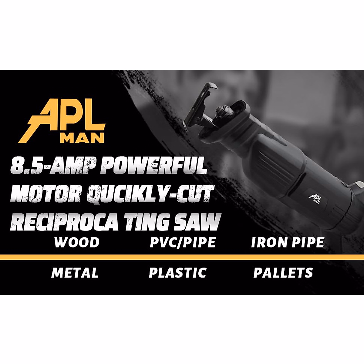 Reciprocating Saw，8.5 Amp Motor,Quickly Cut Depth in Wood and Metal Cutting By 1020W,3/4"(28mm) Stroke Length, 2800SPM and 6" Max.