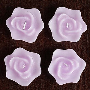 Efavormart Set of 4 Lavender Unscented Floating Rose Candle for Wedding Party Birthday Centerpieces Home Decorations Supplies
