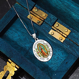 PicturesOnGold.com Our Lady of Guadalupe Color Laser Religious Medal OVAL EXCLUSIVE-14k Yellow Gold - 2/3 x 3/4 Inch with Engraving