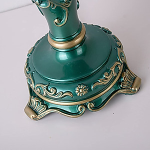 GaRcan Victorian Style Table Lamp, Traditional Handmade Fabric Lampshade Bedroom Bedside Lamp Resin Sculpture Lamp Body Desk Lamp for Living Room Study Reading Lamp