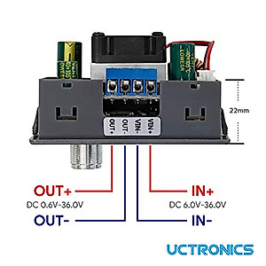 UCTRONICS DC 9V 12V 24V 36V 5A Variable Voltage Power Supply 6-36V to 0.6-36V Adjustable Buck Boost Converter, Portable Bench Constant Voltage Current Stabilized Regulator Module