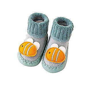 Lykmera Autumn Winter Socks Boots Boys Girls Children Cute Socks Shoes Non Slip Indoor Floor Baby Toddler Sports Shoes Socks (Green, 18-24 Months)