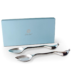 Arthur Court Modern Aluminum Salad Serving Spoon and Salad Serving Fork, Salad Servers Set Carmel Collection 11 inch Long