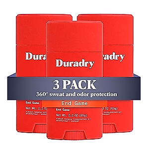 Duradry AM Deodorant & Antiperspirant - Deodorant for Hyperhidrosis, Antiperspirant for Women & Men, Armpit Sweat Protection, Silicone-free - End Game, 2.3 Oz (Pack of 3)