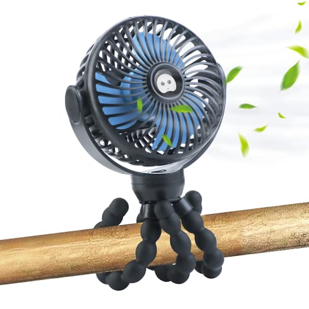 Yorraka Upgraded Stroller Fan Clip On for Baby, Portable Fan with Flexible Tripod, 4000mAh Battery Powered Car Seat Fan with Dual 360°Rotation for Treadmill Crib Travel, Baby Summer Essentials (Black)