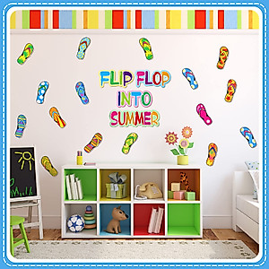 Flip Flop Accents Colorful Flip Flop Cutouts Summer Bulletin Board Wall Decor Hawaiian Beach Pool Party Cutouts with Glue Point Dots for Classroom Party Decoration (120 Pieces)