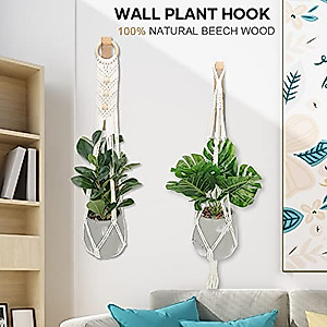 Perfin Wooden Wall Hooks, Plant Hangers Indoor, 8-Inch Wall Mounted Hanging Plant Hooks for Planters, Lanterns, Flower Bracket, Wind Chimes, Decoration Hooks (2 Pack)