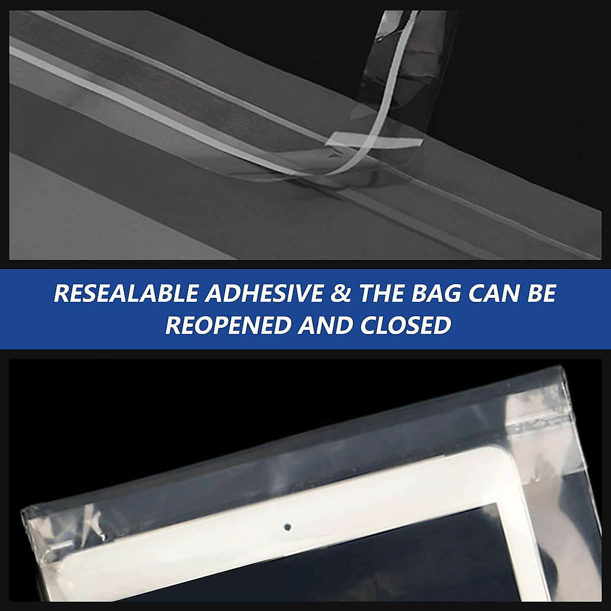 iMailer - 200 Count - 9" x 12" Clear Plastic Poly Bags with Suffocation Warning Self Seal for A4, Documents, Clothing, Shipping, Packaging - Resealable Adhesive, Not Strong