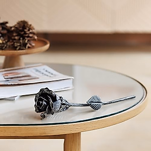 MakuliSmit 100% Hand Forged Iron Rose Sculpture - Gift of Everlasting Love - Wrought Steel Flower