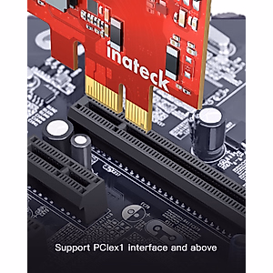 Inateck PCIe to USB 3.2 Gen 2 Extension Card with 5 Ports 8 Gbps Bandwidth,No External Power Source Required, RedComets U25