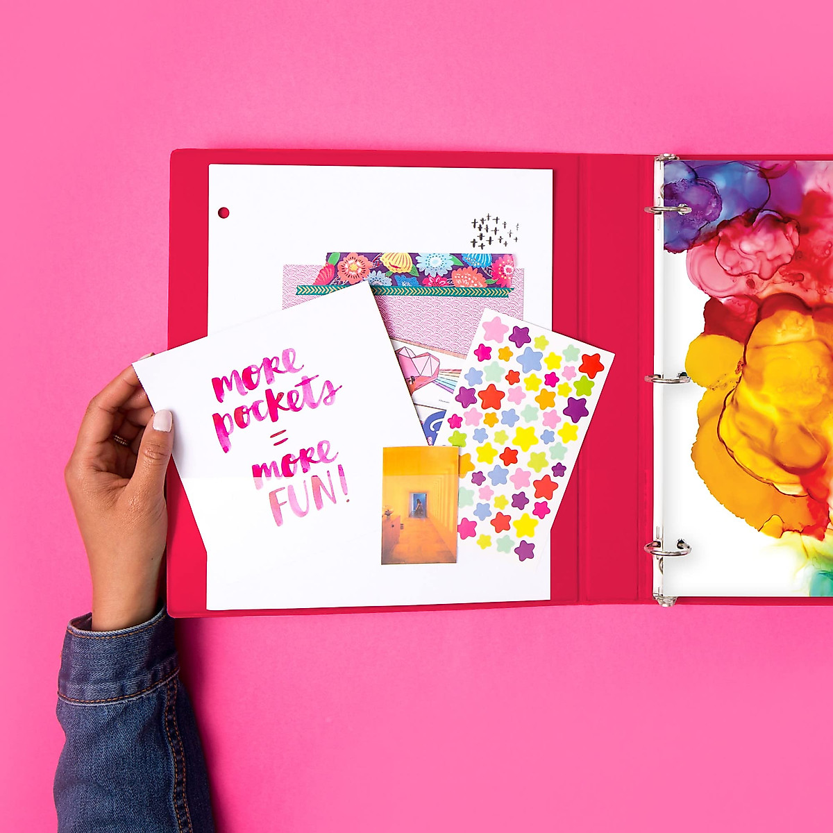 AVERY + Amy Tangerine Designer Collection Binder, 1"Round Rings, 175-Sheet Capacity, Hatch mark Hearts (28320)