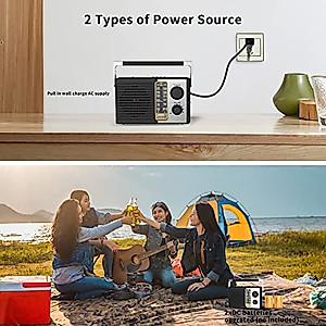 Yewrich AM FM Radio with Best Reception, Portable Battery Operated Transistor Radios, Headphone Jack, AC Powered, Suit for Senior and Home, Black