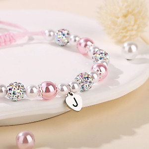 JoycuFF Gifts for Daughter, Unique Letter I Bracelet Gifts for Girls Daughter Birthday Gift 5-7 Year Old Girls Birthday Gifts Ideas Easter Christmas Baptism Valentines Day Gifts for Girls