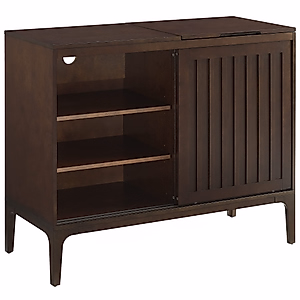 Crosley Furniture Asher Media Console and Record Player Stand with Storage for Vinyl Records, Dark Brown