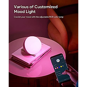 Smart Table Lamp, Dimmable Desk Lamp with App / Voice Control, LED RGB Color Changing Touch Lamp, Night Lamp for Bedroom Compatible with Alexa and Google Home