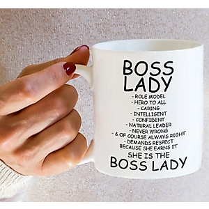 Retreez Funny Mug - Boss Lady Role Model Caring Description 11 Oz Ceramic Coffee Mugs - Funny, Sarcasm, Motivational, Inspirational birthday gifts for friends, coworkers, employer, siblings, dad, mom