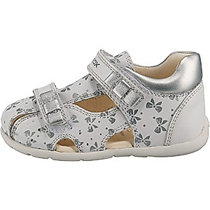 Geox Baby Girls Low-Top Trainers First Steps, White Silver, 3 Infant