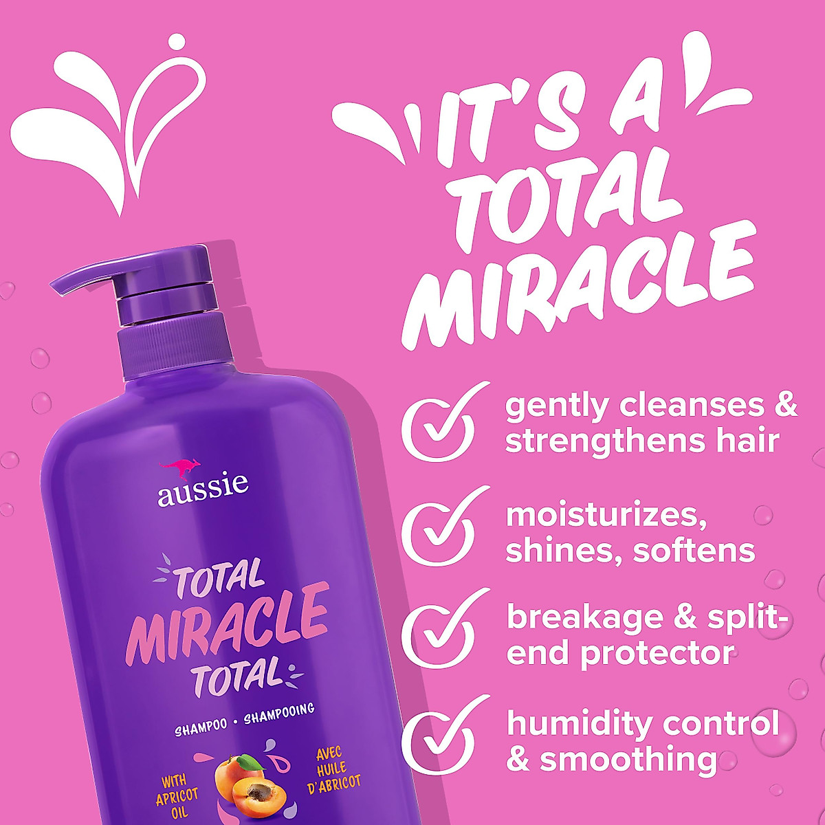 Aussie Total Miracle Shampoo, 30.4 Fluid Ounce, Pack of 4