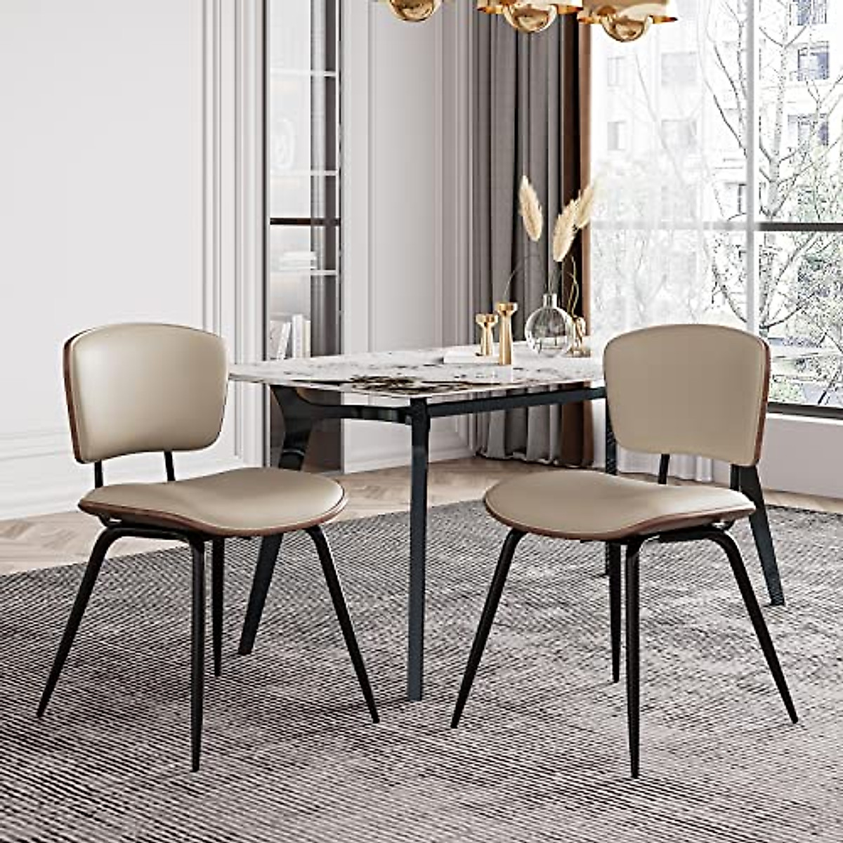 AQG Dining Chairs Mid Century Modern Dining Chairs for Kitchen Dining Living Room Chairs (Beige, Pack of 2)