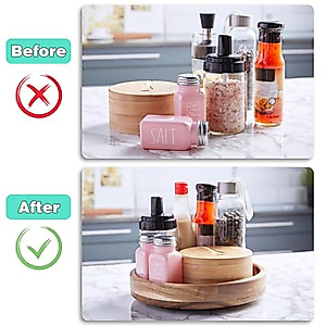 9" Lazy Susan Turntable Organizer for Cabinet, Acacia Wood Lazy Susan for Cabinet Table Pantry Kitchen Countertop Cupboard or Bathroom Organization, Kitchen Turntable Storage Container