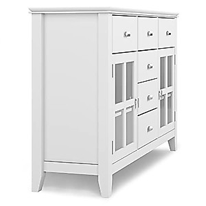 SIMPLIHOME Artisan SOLID WOOD 54 Inch Wide Contemporary Sideboard Buffet in White, For the Dining Room and Kitchen