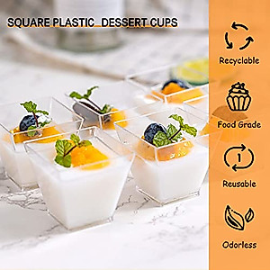 theirsova 60 Pack Dessert Cups, 4oz Parfait Cups with Lids and Spoons,Plastic Appetizer Cups with Lids,for Mousse Puddings, Party Supplies