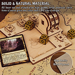 Commander EDH Command Zone Tray with Life Counter Wooden Compatible with Magic The Gathering, MTG