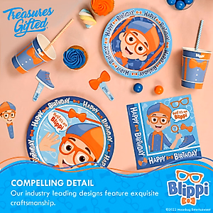 Treasures Gifted Officially Licensed Blippi Cupcake Toppers & Wrappers 24ct - Blippi Cupcake Topper - Blippi Cake Decorations - Blippi Birthday Party Supplies - Blippi Cake Toppers