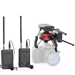 Saramonic Dual Wireless VHF Lavalier Microphone Bundle with 2 Transmitters, 2 Receivers and Audio Mixer for DSLR Cameras