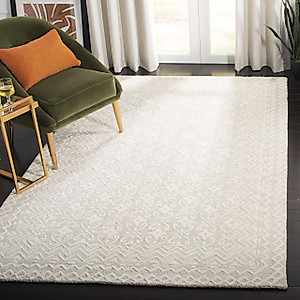 Safavieh Blossom Collection Area Rug - 9' x 12', Grey & Ivory, Handmade Wool, Ideal for High Traffic Areas in Living Room, Bedroom (BLM114F)