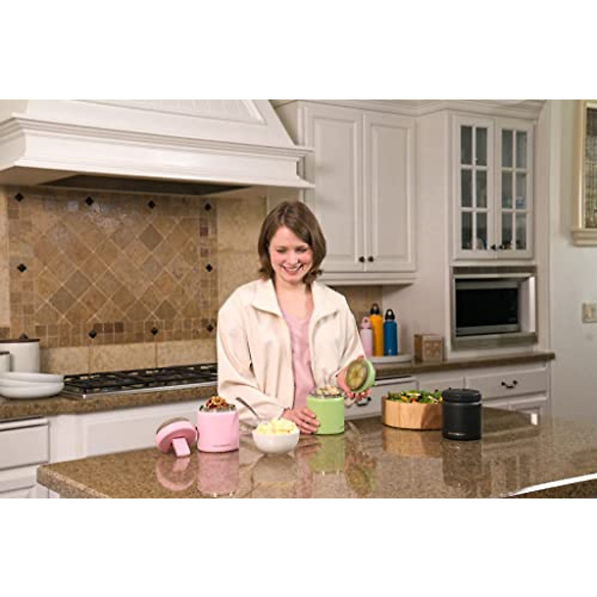 Twist-free Insulated Food Jar, Thermos For Hot Food, Vacuum Insulated Stainless Steel Lunch Containers With Wide Mouth, Leak Proof Soup Thermal Lunch Box, 20oz