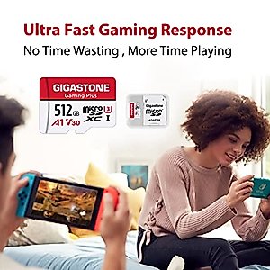 [Gigastone] 512GB Micro SD Card, Gaming Plus, MicroSDXC Memory Card for Nintendo-Switch, Steam Deck, 4K Video Recording, UHS-I A1 U3 V30 C10, up to 100MB/s, with Adapter
