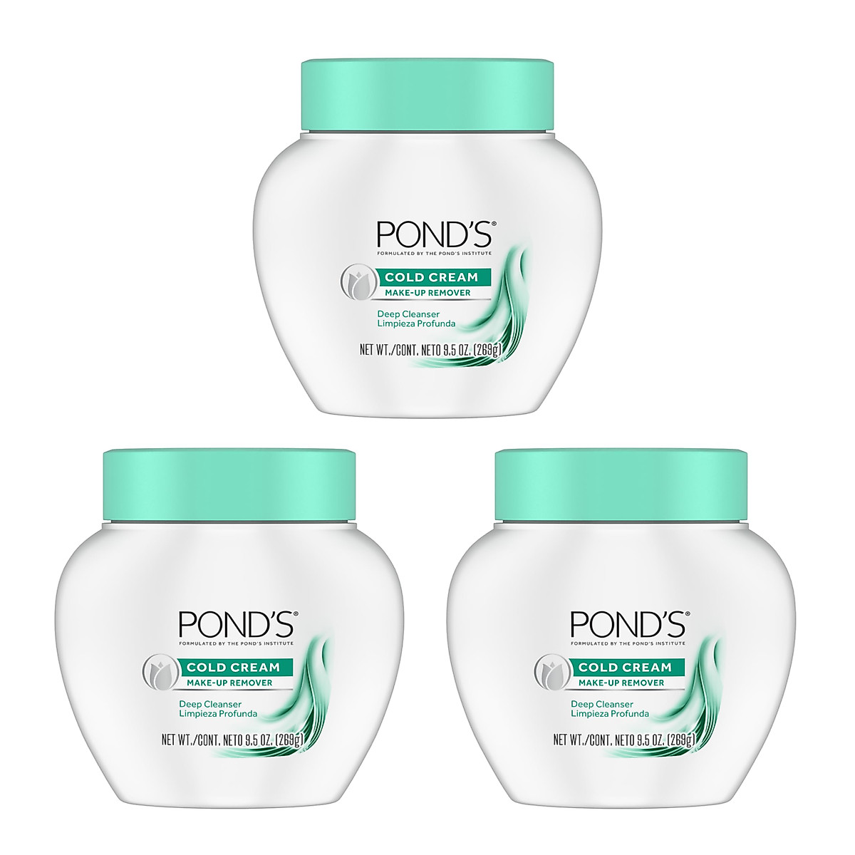 POND'S Cold Face Cream, Skin Care Facial Cleanser for All Skin Types, Deep Moisturizing Face Wash & Makeup Remover, 9.5 oz, 3 Pack