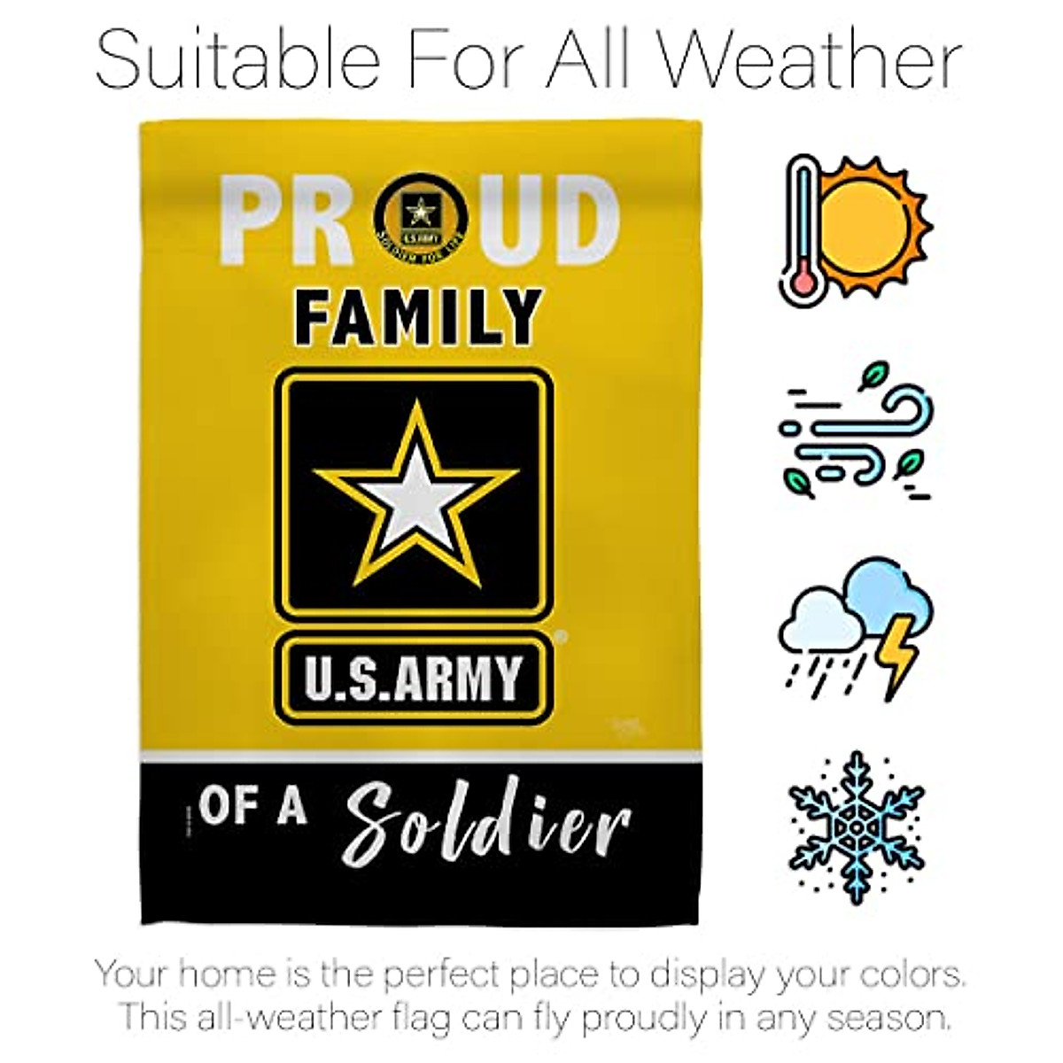 Breeze Decor Proud Family Soldier Garden Flag Armed Forces United State American Military Veteran Retire Official House Decoration Banner Small Yard Gift Double-Sided, Made in USA, Yellow/Black