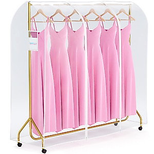 HANGERWORLD 6ft Clothes Garment Rack Cover for Open Closet Clear Showerproof COVER ONLY (72"x24")
