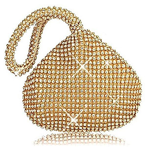 TOPCHANCES Gold Clutch Evening Bag,Large Size Triangle Bling Full Rhinestone Women Evening Handbag Clutch Bag for Wedding and Party Prom (Gold)