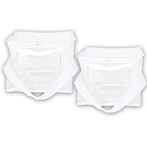 Toy Organizer for Toys like Legos, Stuffed Animals, & Games. Closet Organizer, Travel and storage Bag. Clear and White, Thick and Sturdy, Zippered 10"x10"x8," Set of 2